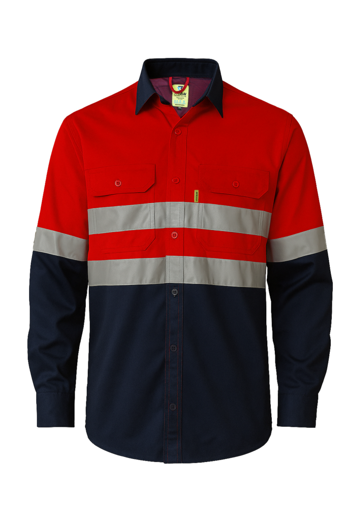Titan Men's 100% Cotton Long Sleeve Vented Work Shirts - Titan Workwear
