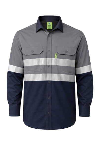 Titan Men's 100% Cotton Long Sleeve Vented Work Shirts - Titan Workwear