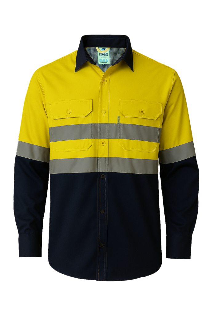 Titan Men's 100% Cotton Long Sleeve Vented Work Shirts - Titan Workwear