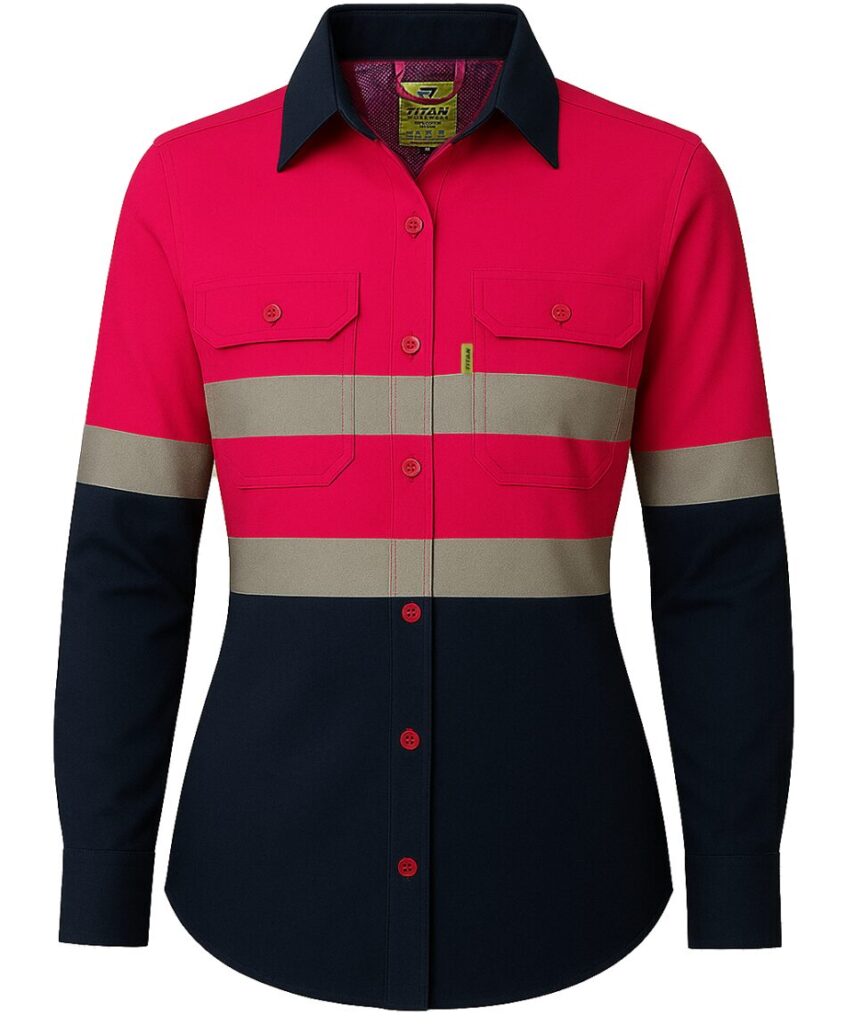 Titan Ladies 100% Cotton Long Sleeve Vented Work Shirts - Titan Workwear